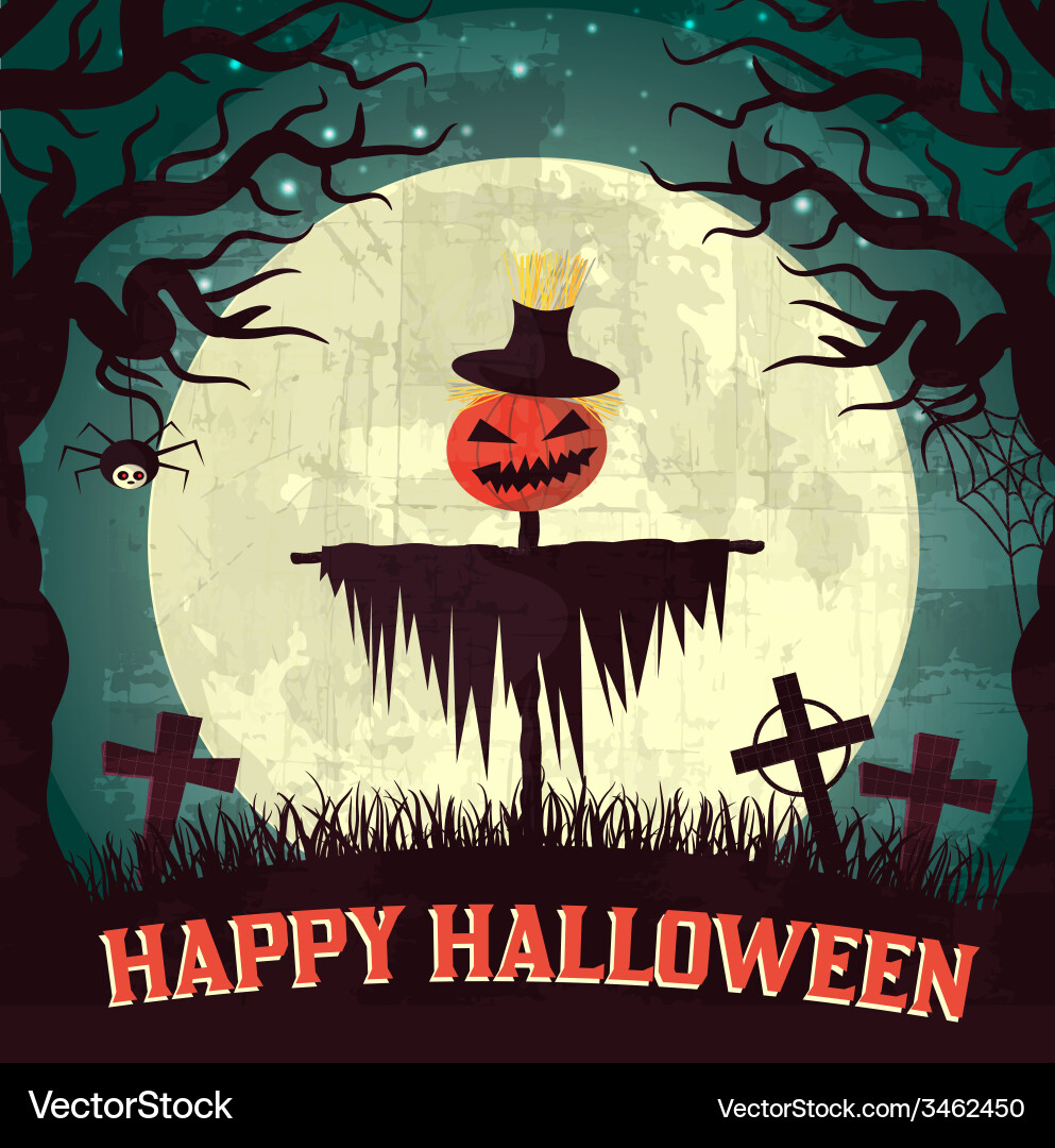 Halloween time background concept in retro style Vector Image