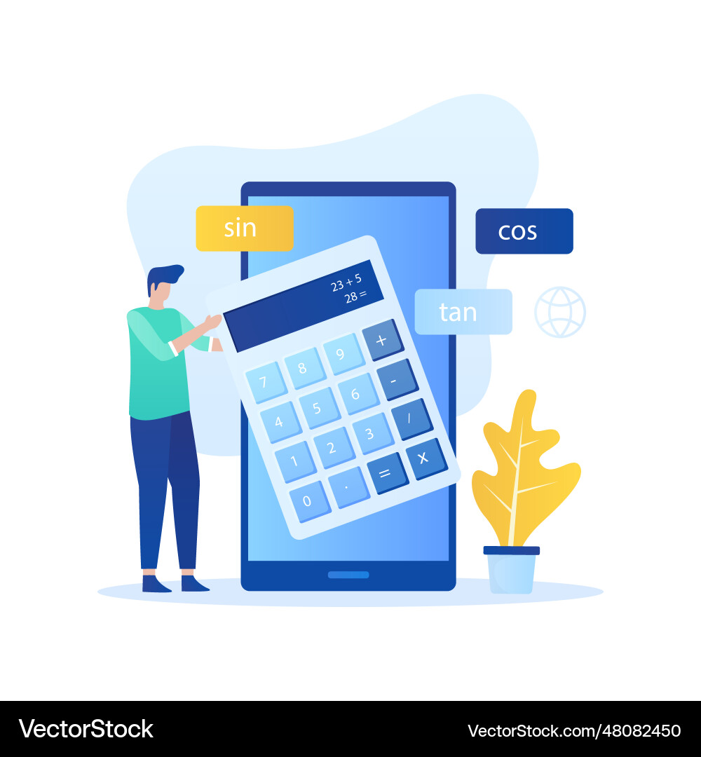 Online calculator flat concept Royalty Free Vector Image