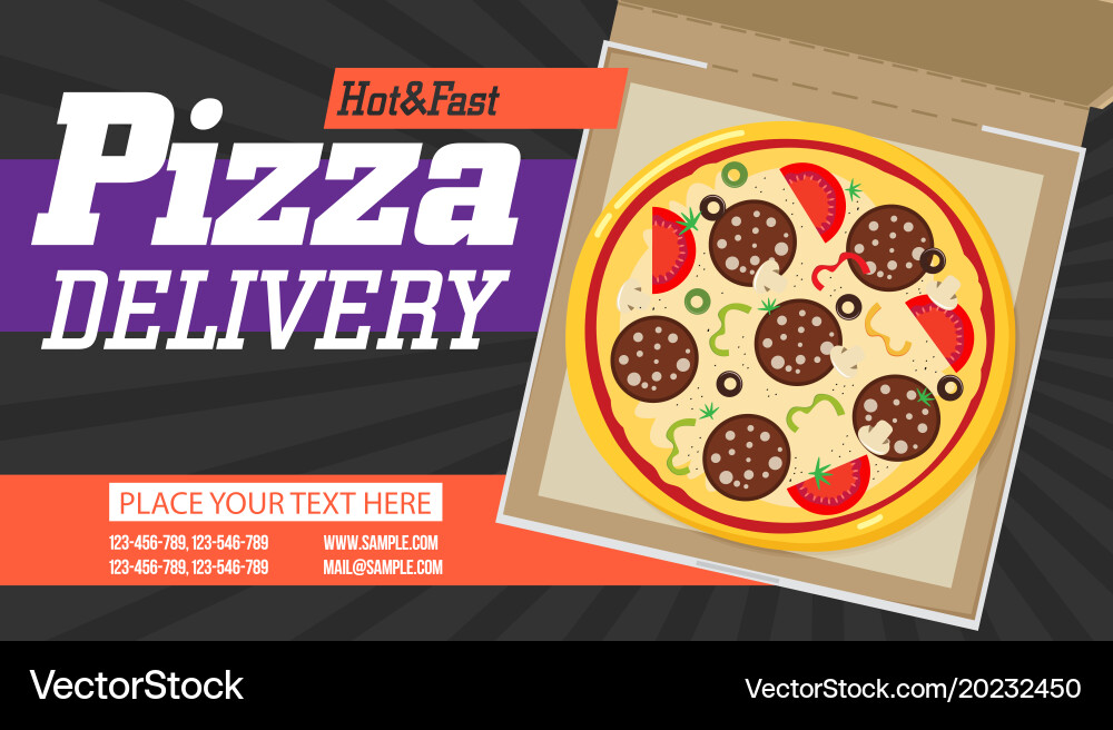 Pizza box advertisement banner box delivery Vector Image