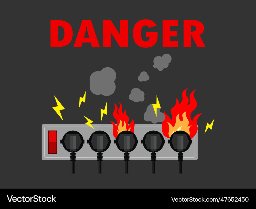 Power plug is full short circuit safety first Vector Image