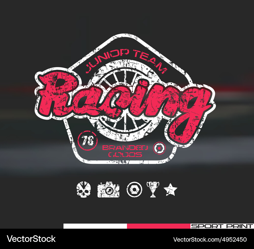 Racing emblem in retro style Royalty Free Vector Image