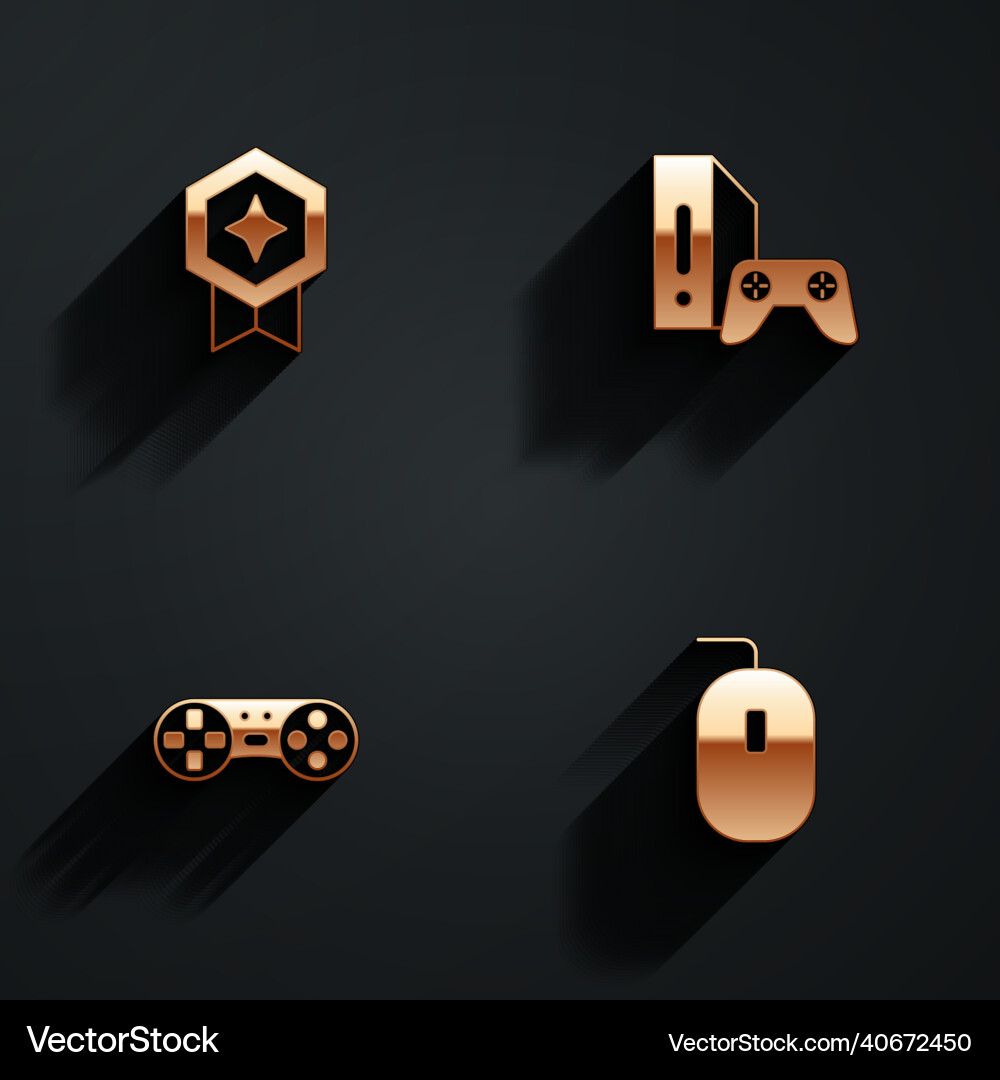Set game rating with medal console joystick Vector Image