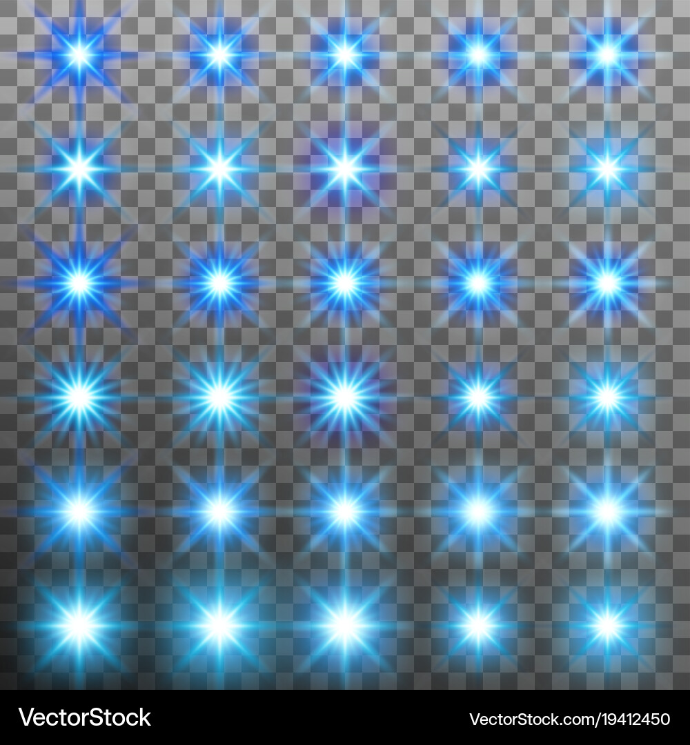 Set of burst light flash glow with flare effect Vector Image
