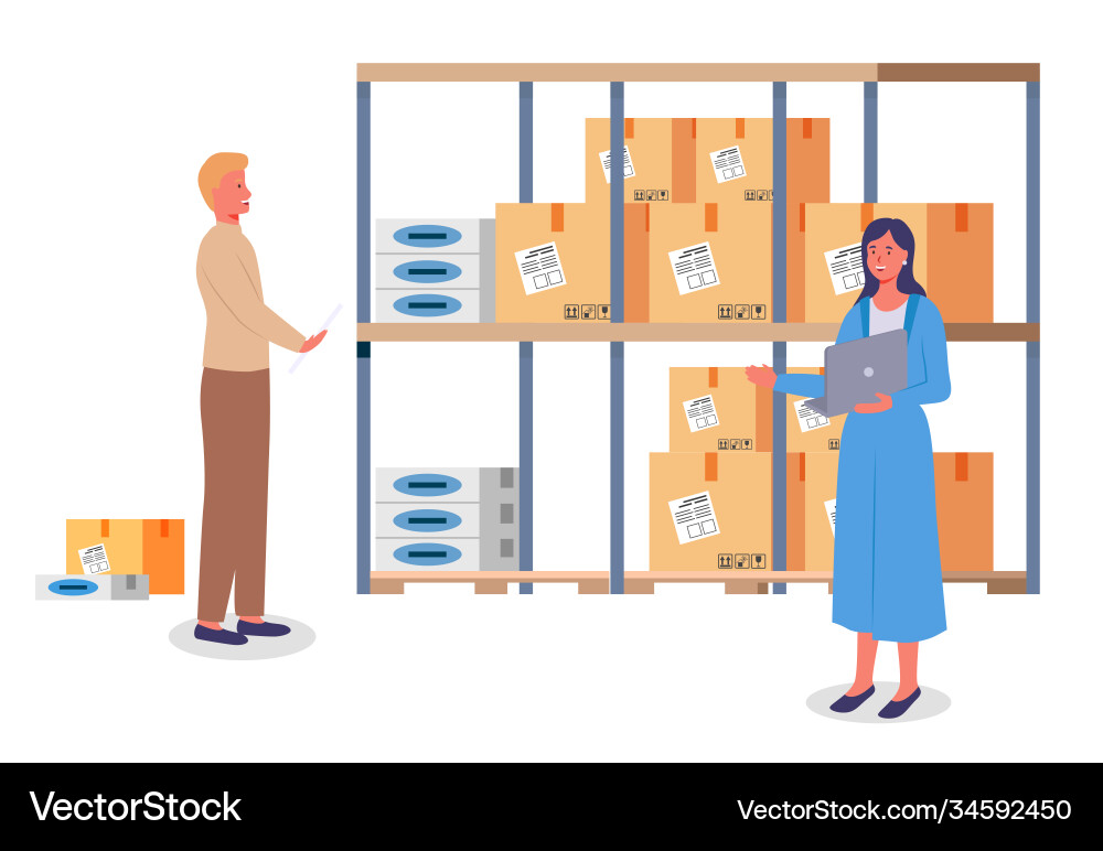 Warehouse with boxes flat style design storage Vector Image