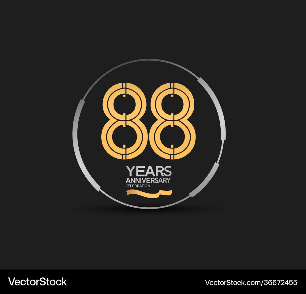 88 years golden anniversary logotype Royalty Free Vector
