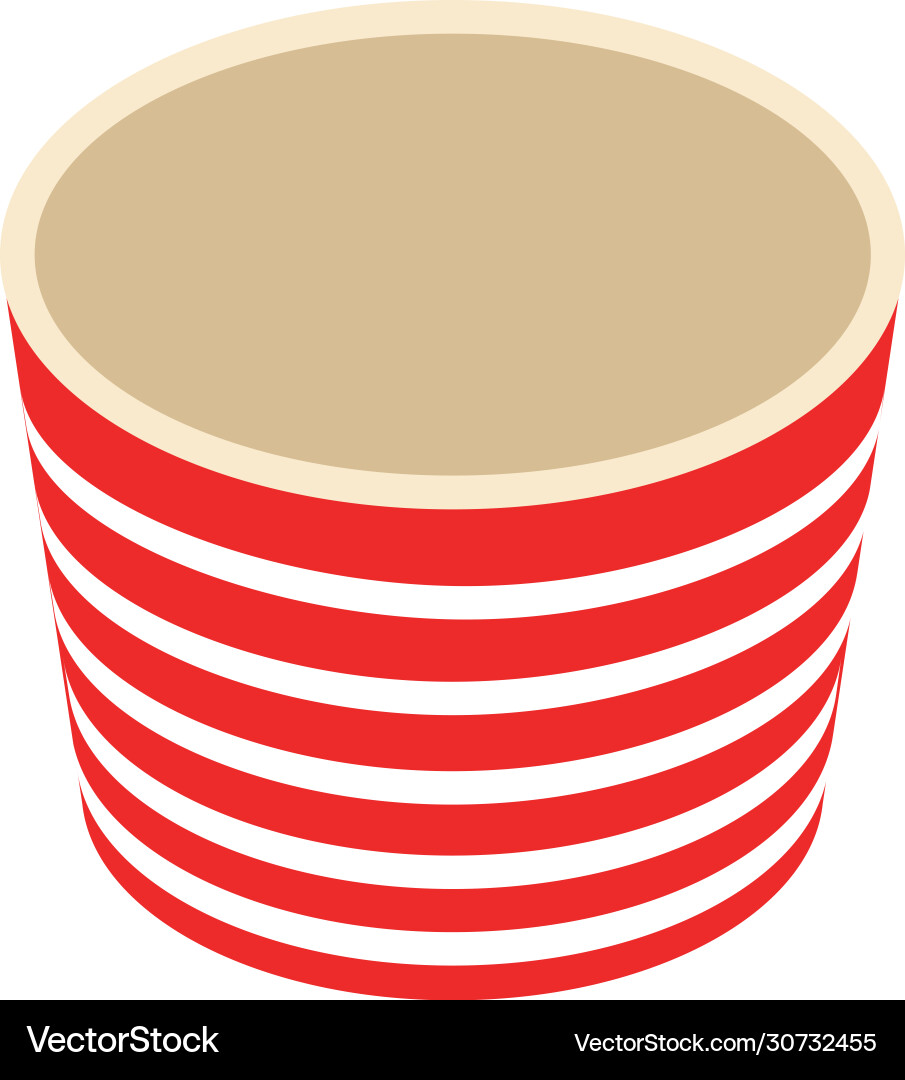 An empty red-and-white striped bucket popcorn Vector Image