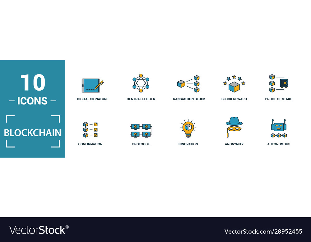 Blockchain icon set include creative elements Vector Image