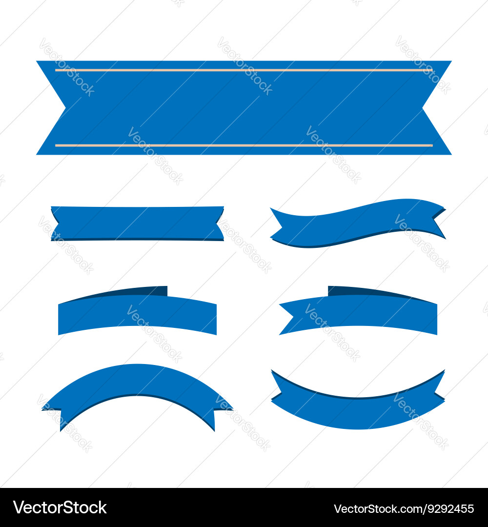 Blue ribbon banners set blank for decoration Vector Image