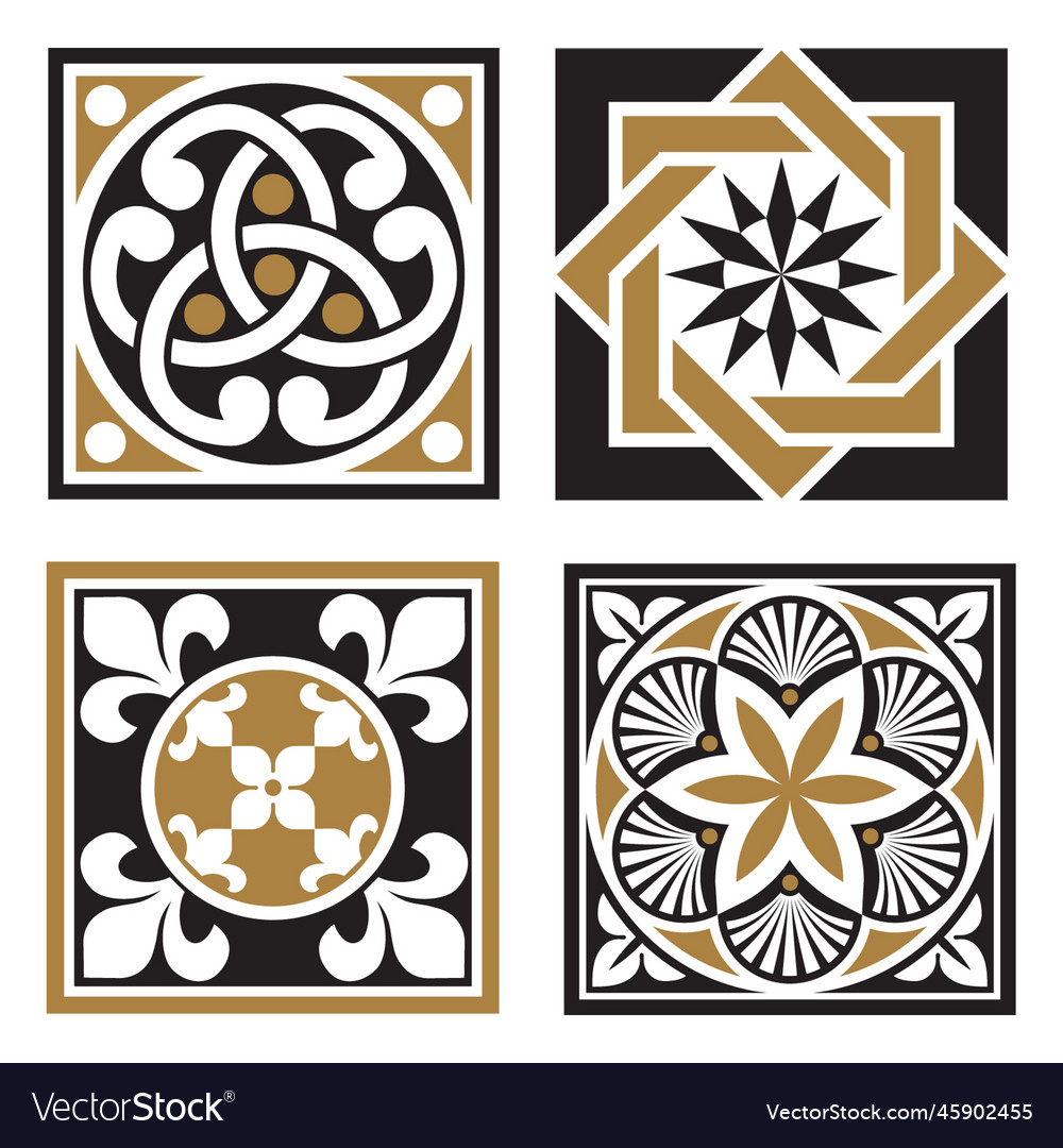 Collection of vintage ornamental tile patterns Vector Image
