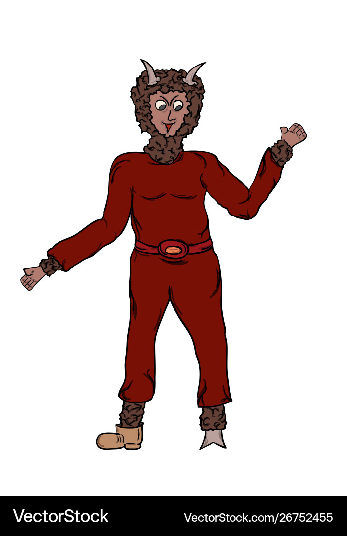 Devil in dark red dress with brown fur Royalty Free Vector