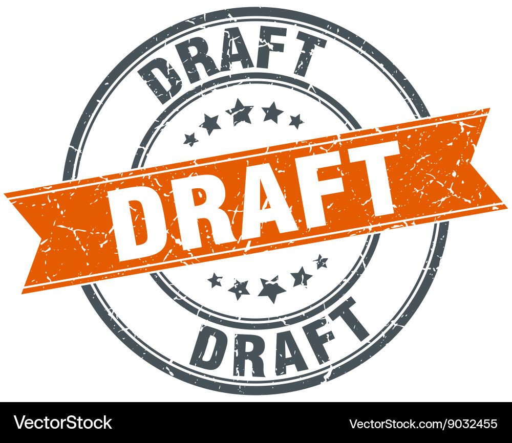 Draft round orange grungy vintage isolated stamp Vector Image
