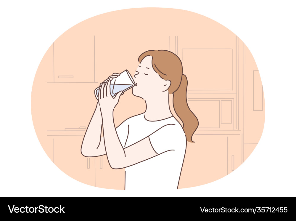 Drinking pure water liquid health concept Vector Image