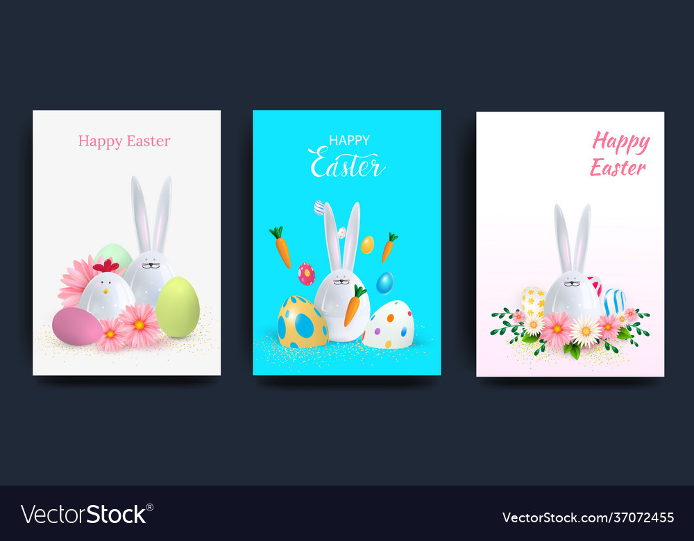 Easter set greeting cards holiday covers Vector Image