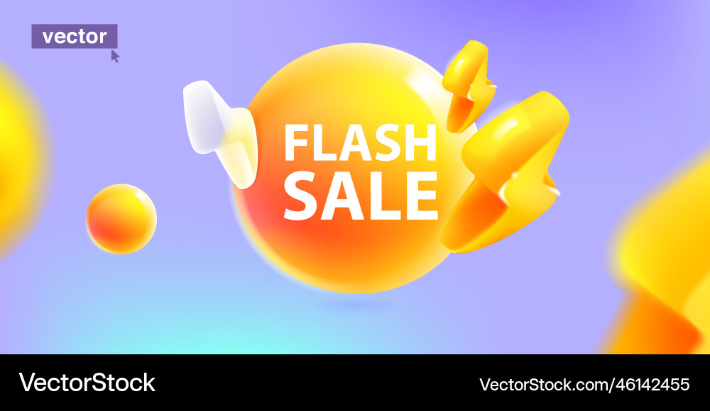 Flash sale banner with lightning icon in Vector Image