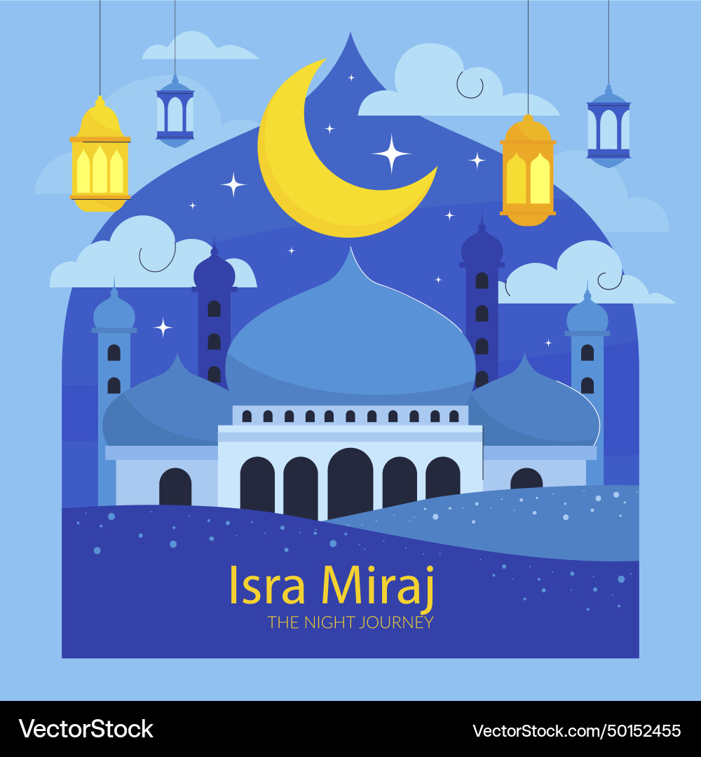 Isra miraj isolated on white background Royalty Free Vector