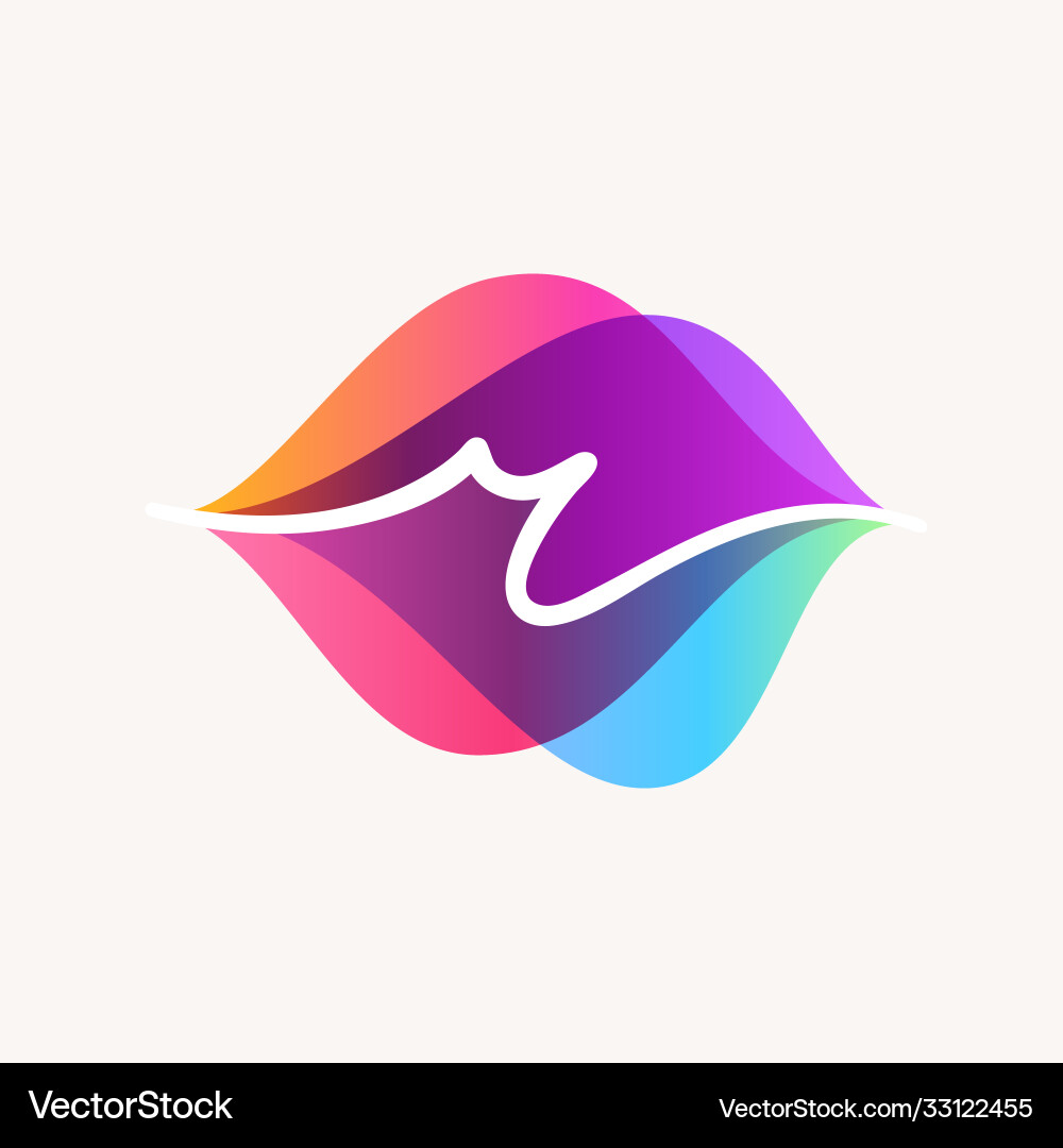 Letter r with transparency sound waves logo Vector Image