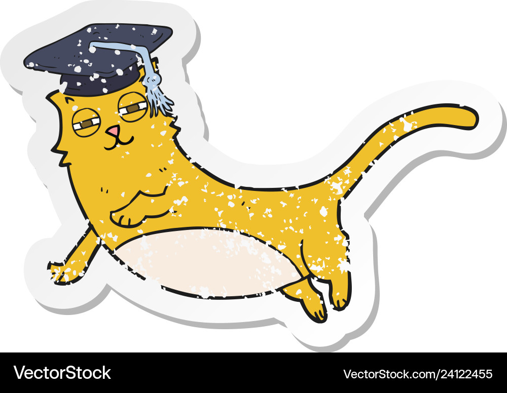 Retro distressed sticker a cartoon cat Royalty Free Vector