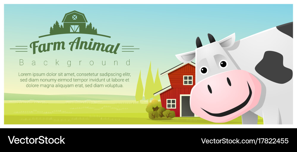 Rural landscape background with cow Royalty Free Vector