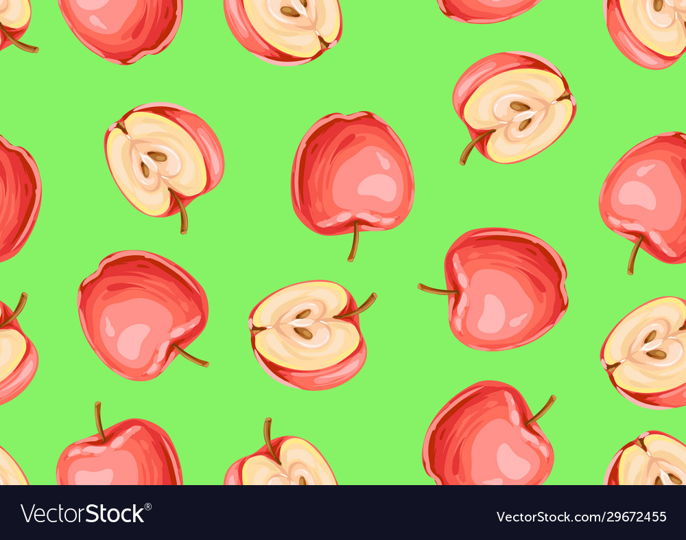 Seamless pattern with apples and slices Royalty Free Vector