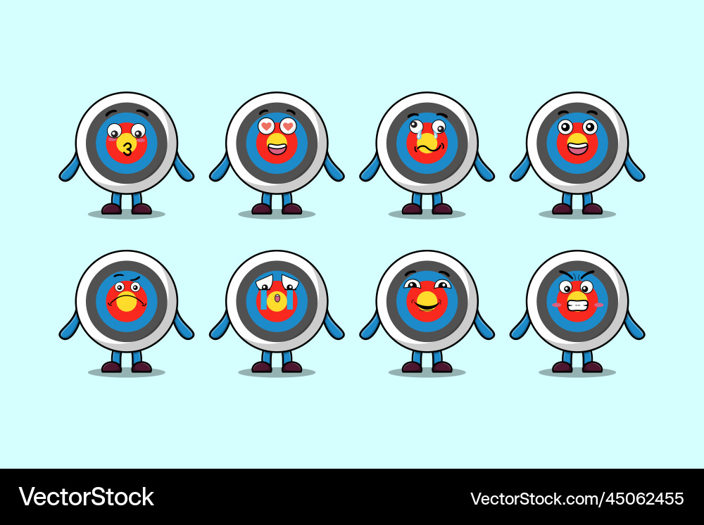 Set kawaii archery target cartoon expressions Vector Image