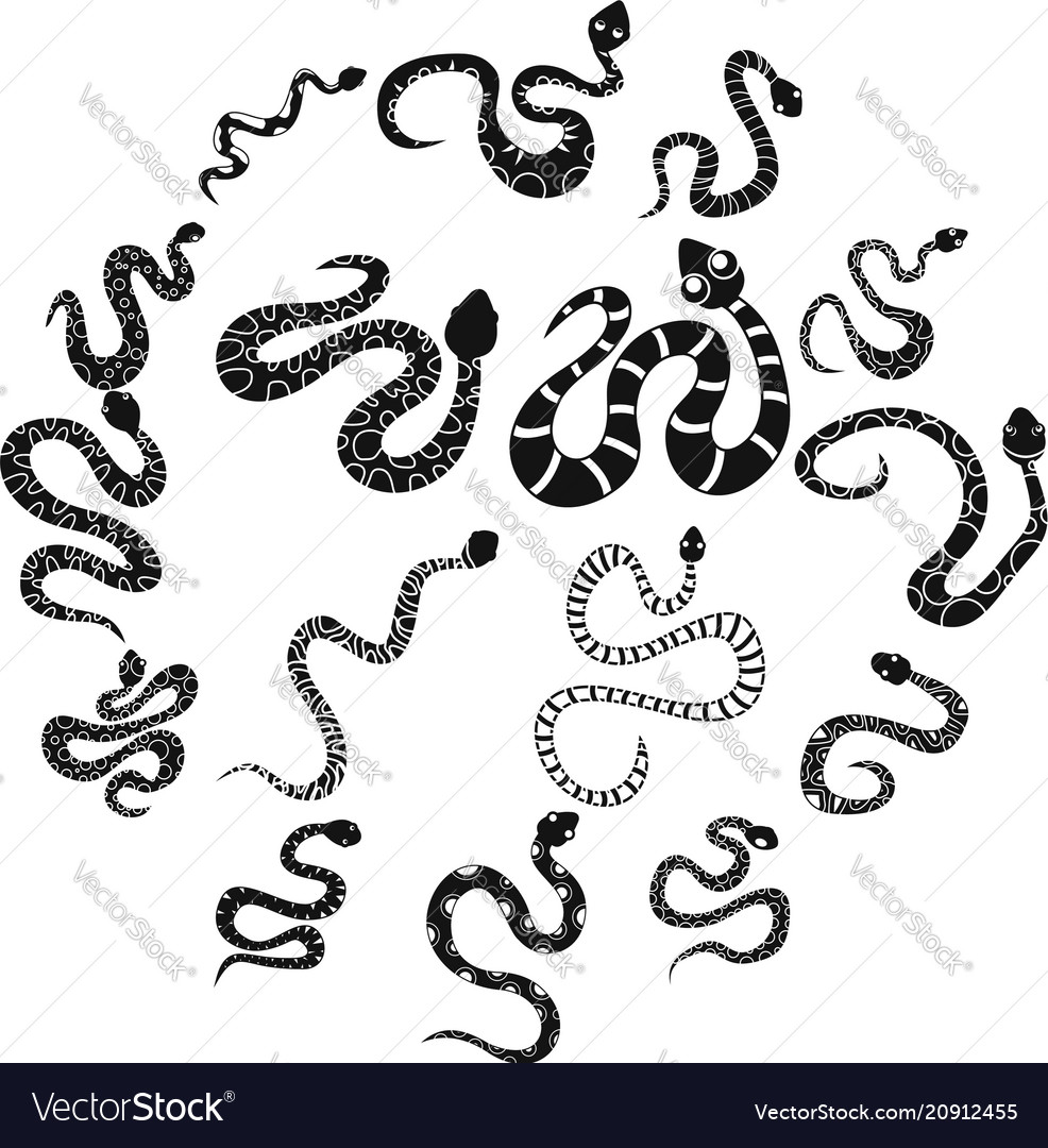 Snake icons set simple style Royalty Free Vector Image