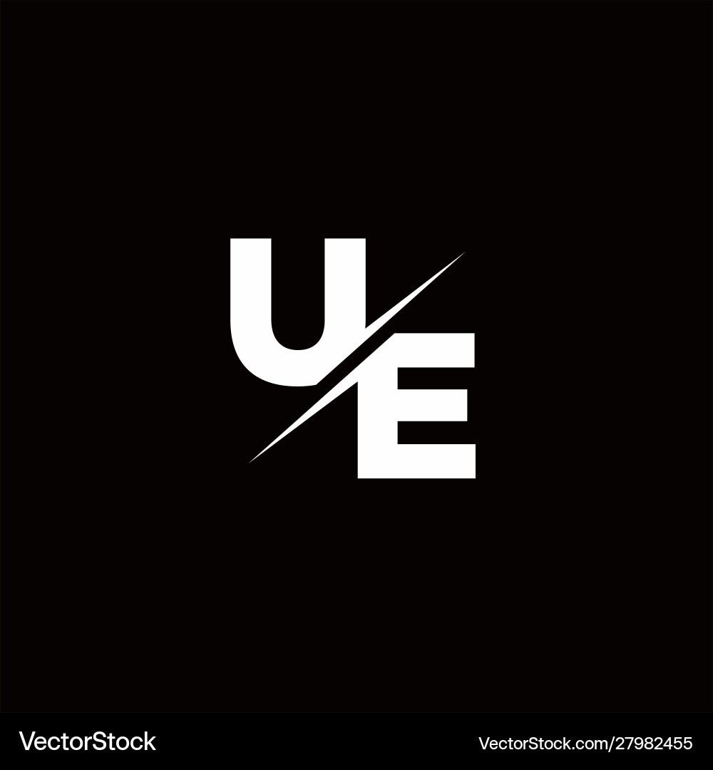 Ue logo letter monogram slash with modern Vector Image