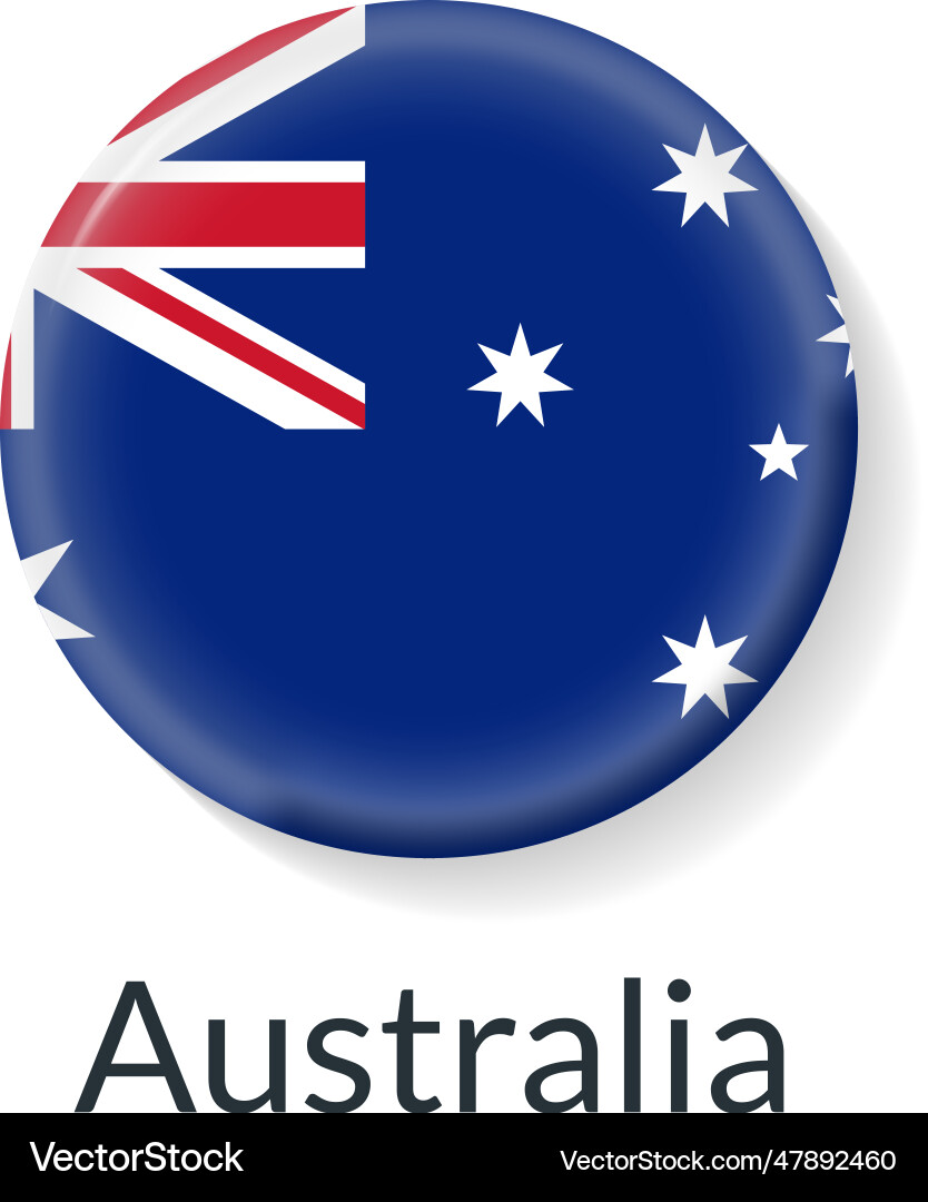 Australia flag 3d icon circle badge or button Vector Image