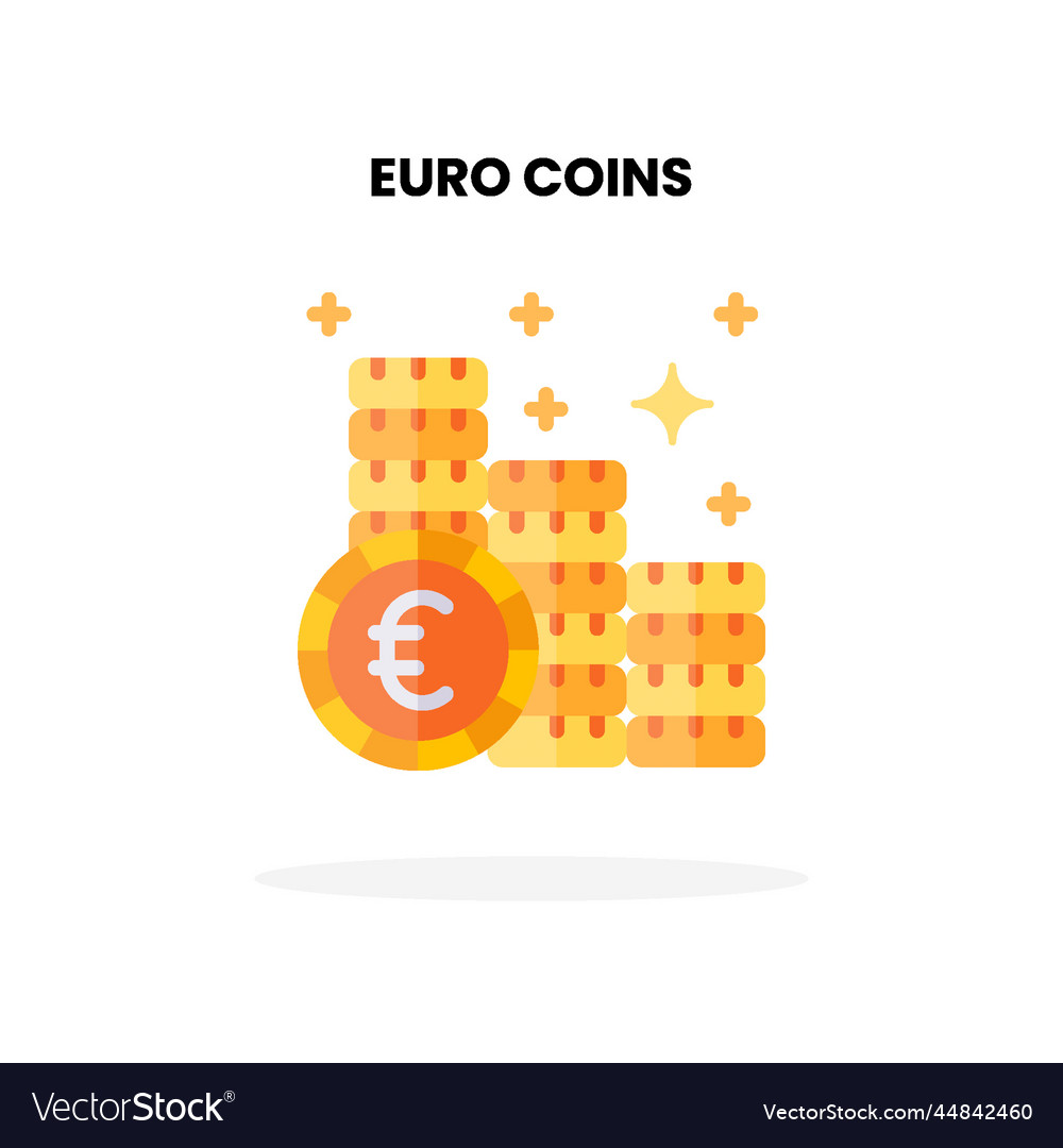 Euro coins flat icon Royalty Free Vector Image Euro coins flat icon Royalty Free Vector Image
