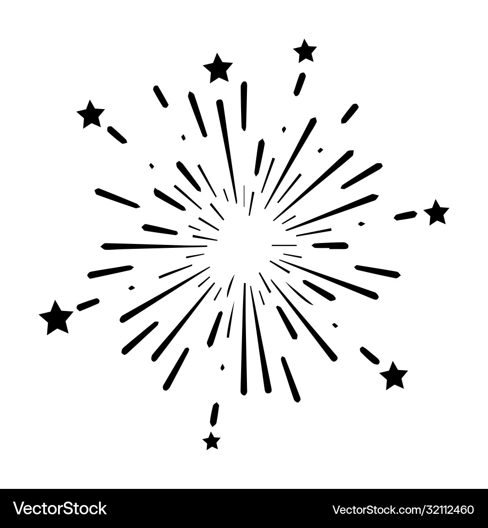 Fireworks explosion boom bomb with stars design Vector Image