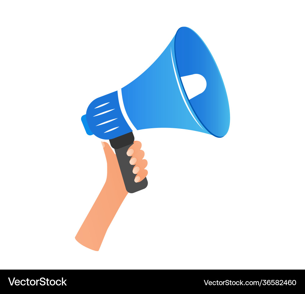 Hand holding megaphone for protest agitation Vector Image