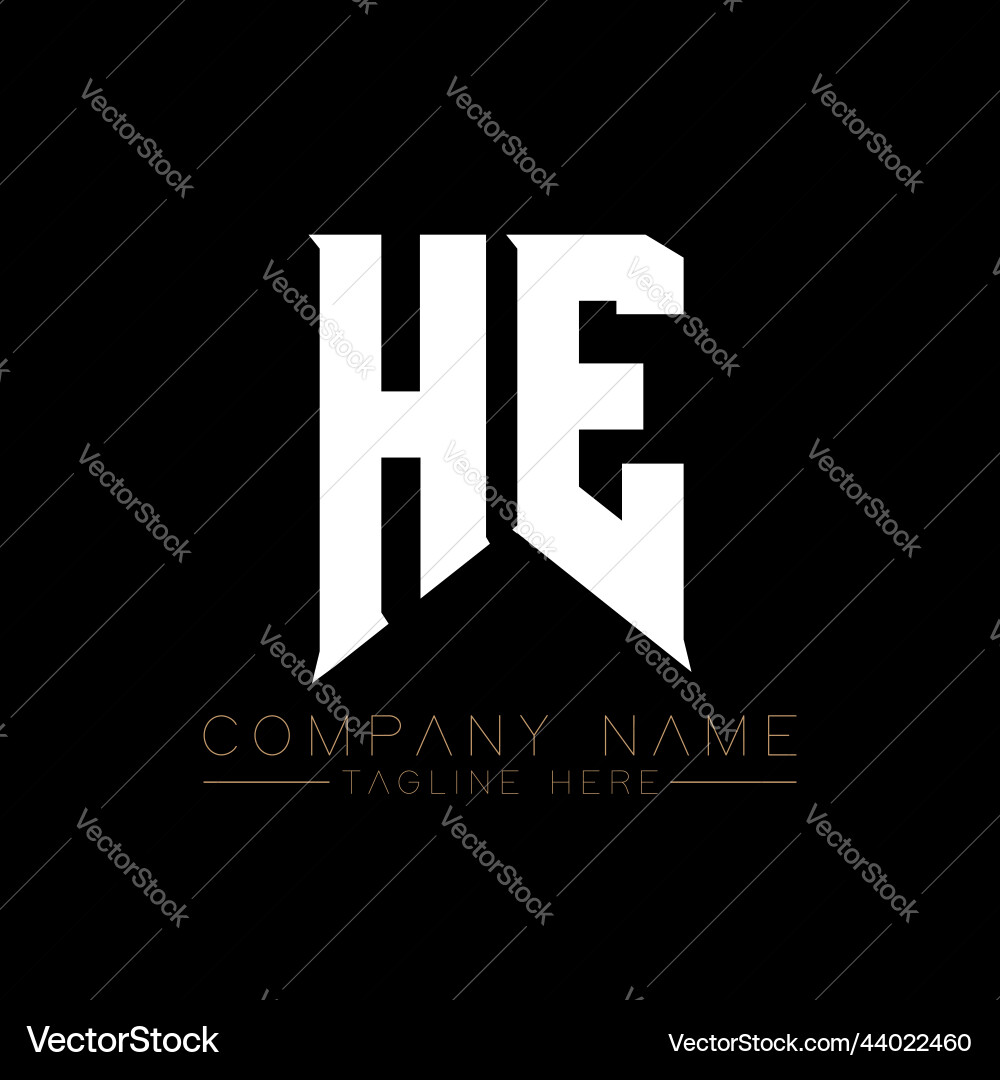 He letter logo design initial letters gamings Vector Image