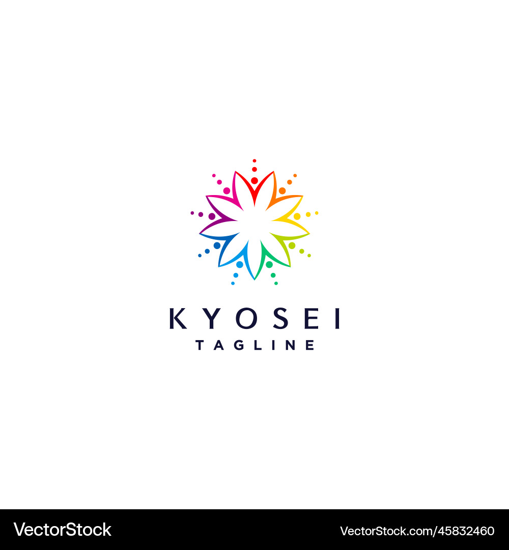 Kyosei people unity symbol logo design Royalty Free Vector