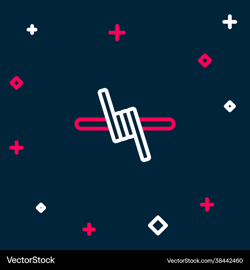 Line barbed wire icon isolated on blue background Vector Image