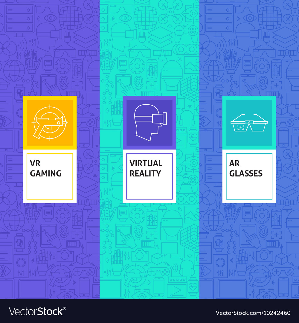 Line virtual reality patterns set Royalty Free Vector Image