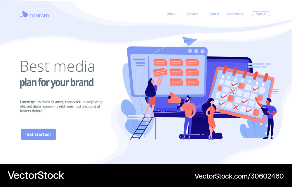 Media planning concept landing page Royalty Free Vector