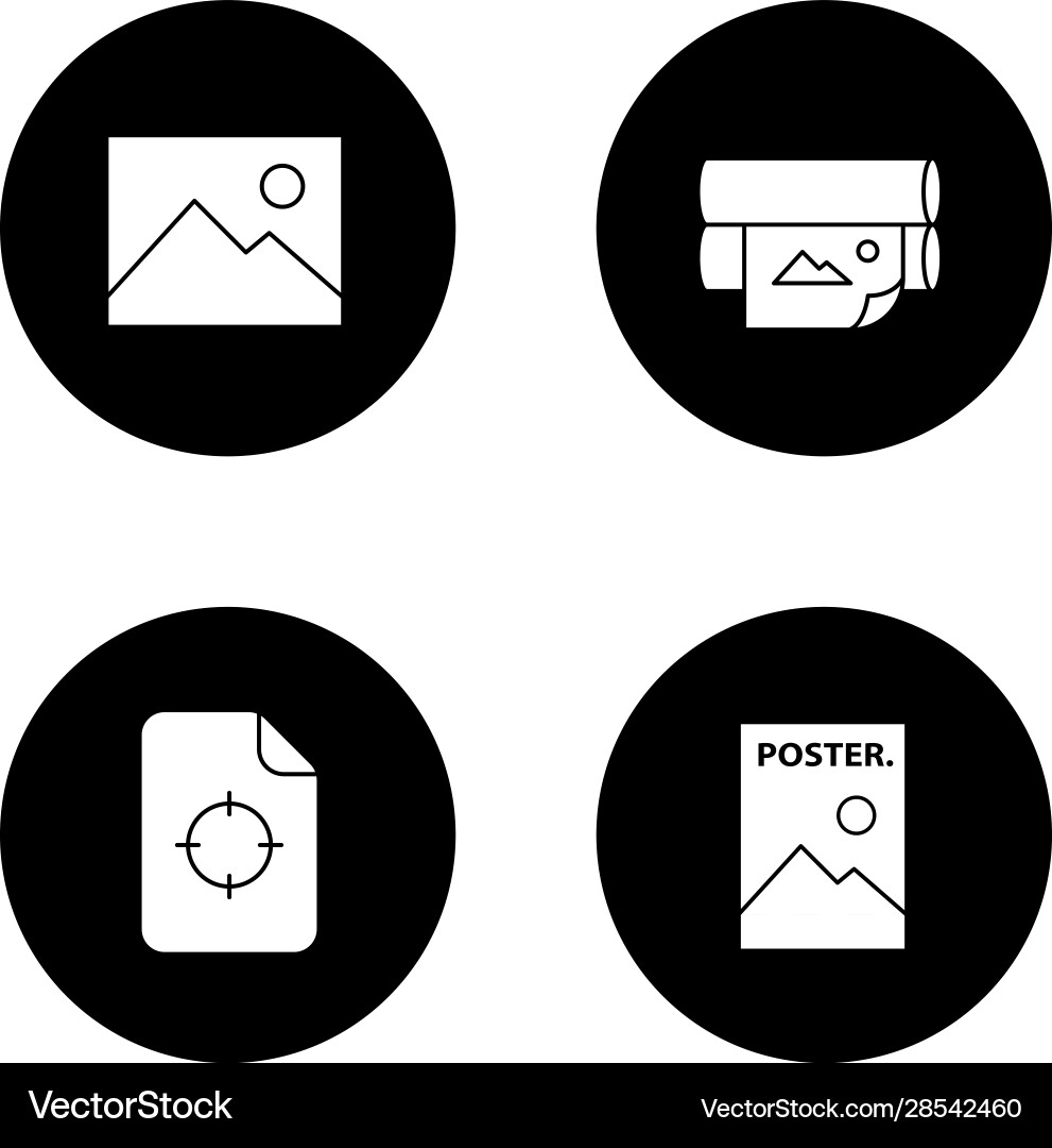 Printing glyph icons set Royalty Free Vector Image