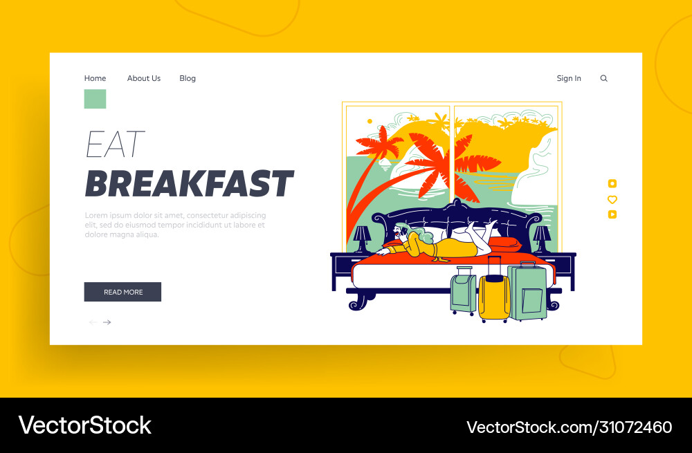 Room service ordering landing page template Vector Image