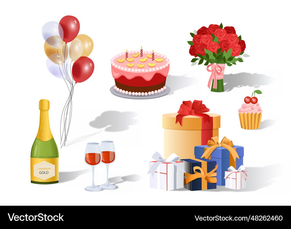 Set of elements for birthday concept Royalty Free Vector