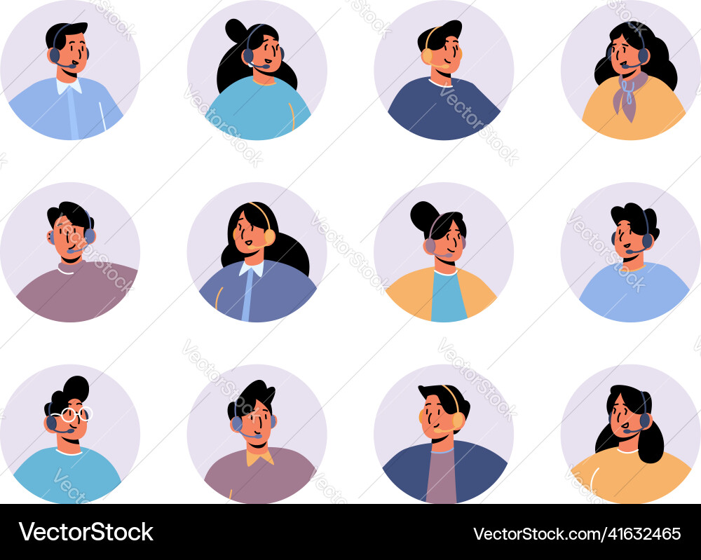 Avatars of customer support service agents Vector Image