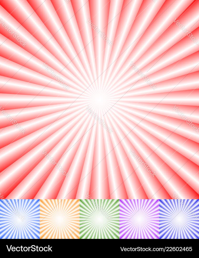 Colorful starburst sunburst background set Vector Image