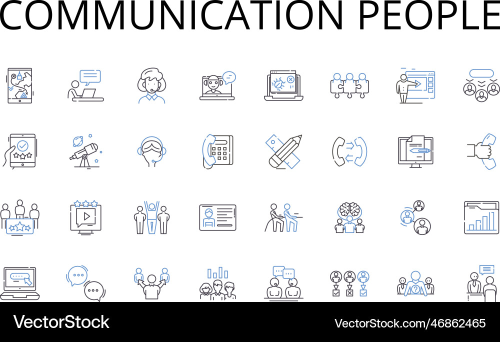 Communication people line icons collection Vector Image