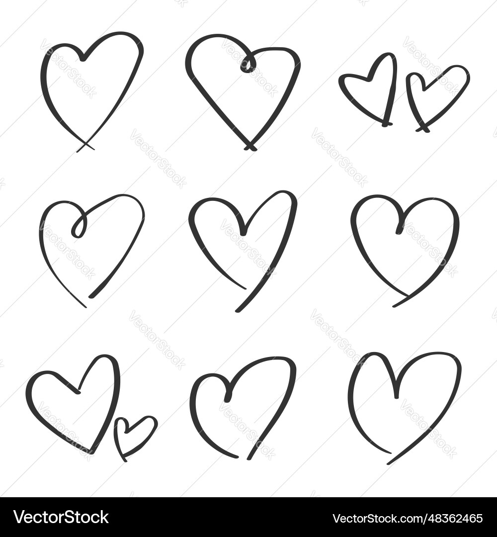 Hearts icon in hand drawn style handmade painted Vector Image