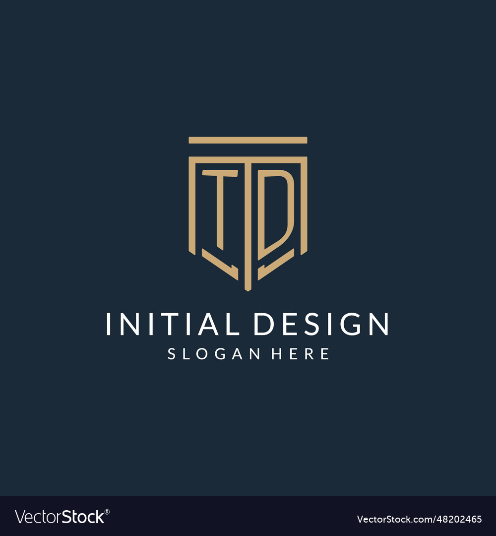 Initial td shield logo monoline style modern and Vector Image Initial td shield logo monoline style modern and Vector Image