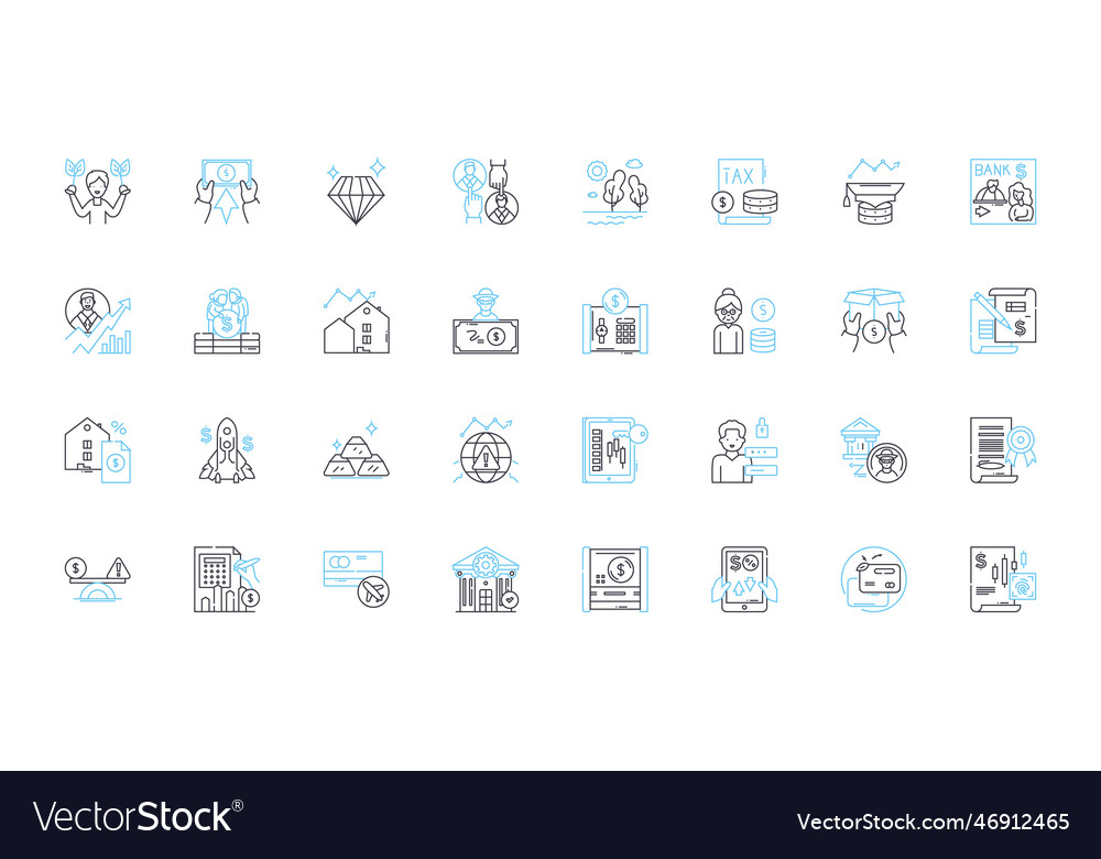 Mtary gains linear icons set profit return Vector Image Mtary gains linear icons set profit return Vector Image