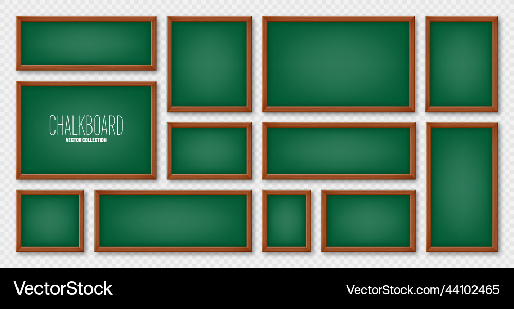 Realistic various chalkboards in a wooden frame Vector Image