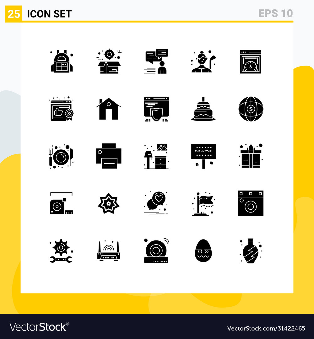 Stock icon pack 25 line signs and symbols for Vector Image