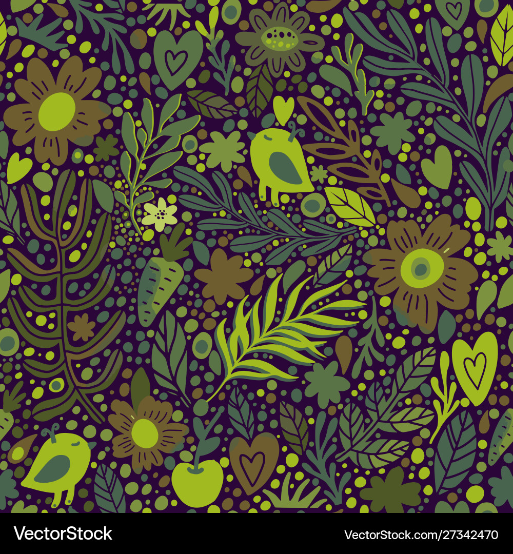 Autumn floral seamless pattern with leaves Vector Image