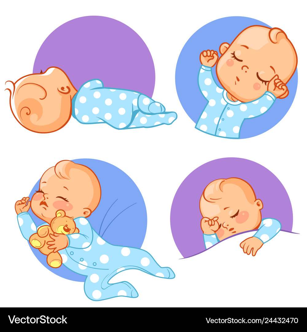 Baby stickers set sleeping various poses Vector Image
