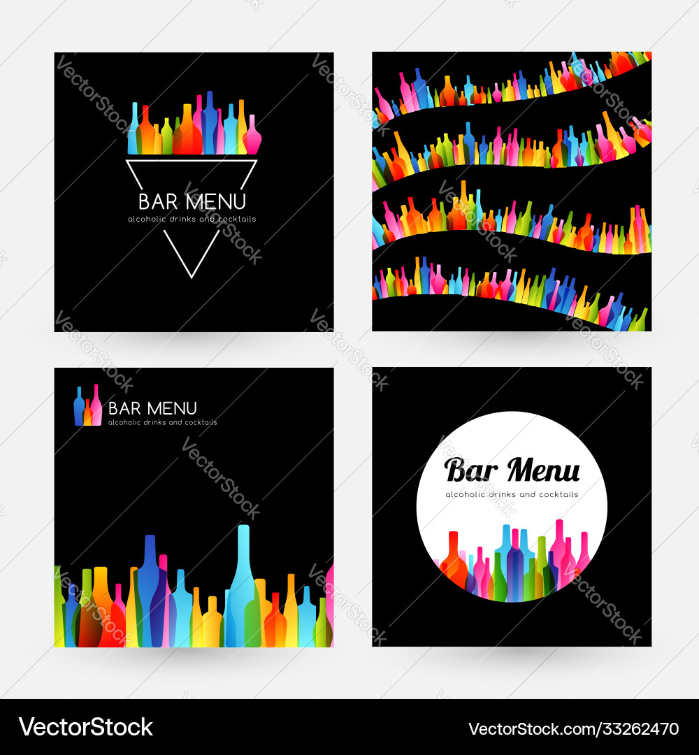Bar menu design collection card and label Vector Image