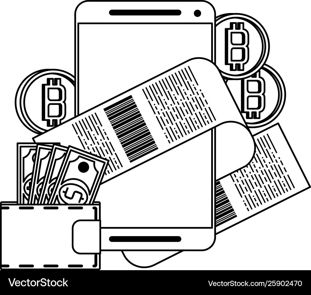 Bitcoin cryptocurrency online payment symbols Vector Image